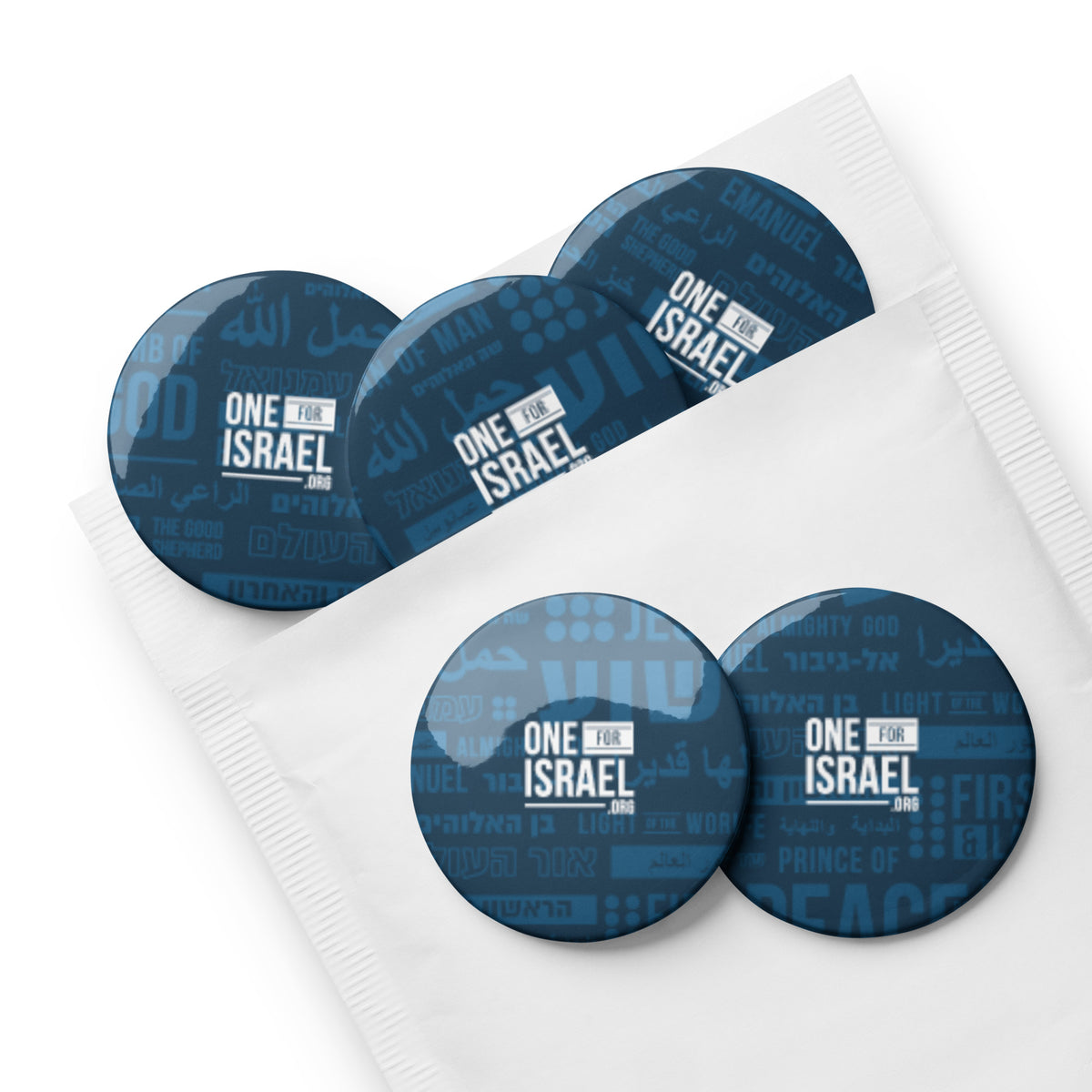 Set of 5 Pin Buttons – OneForIsrael